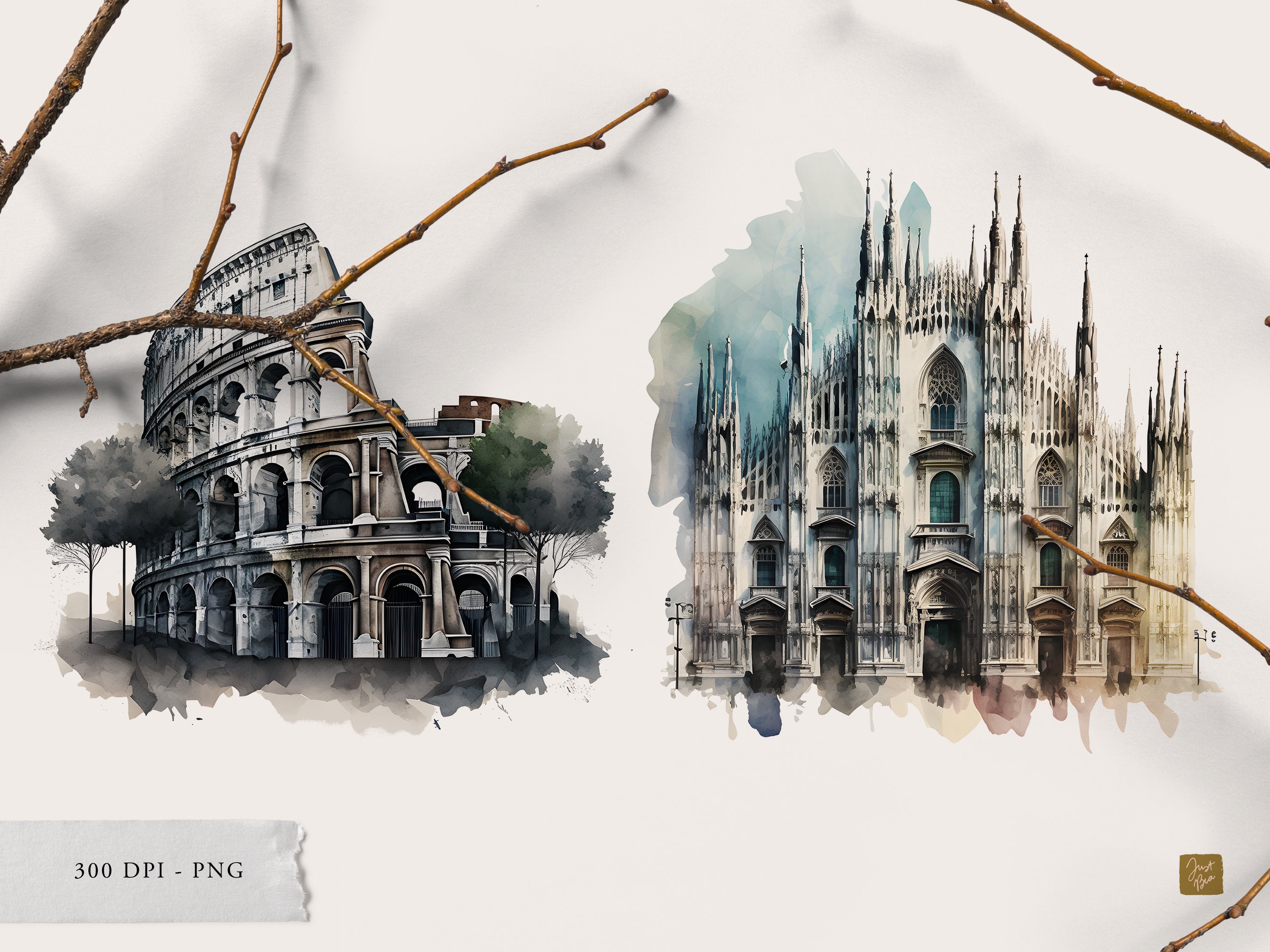 Italy Clipart, Italy Graphics, Italian Cuisine Clipart Set, Milan ...