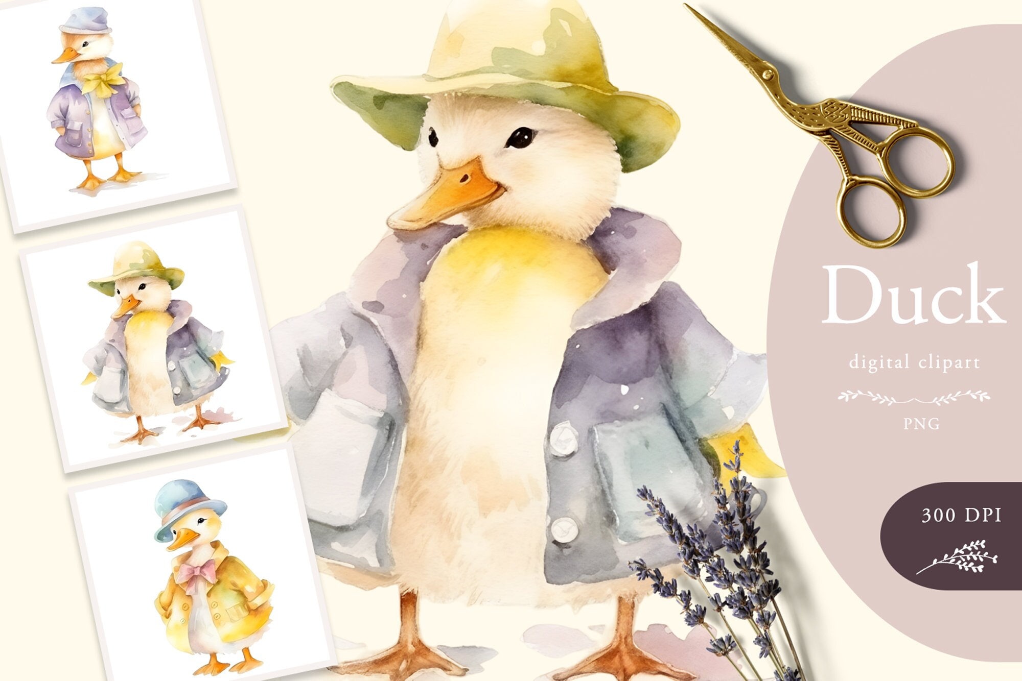 Duckling Clipart, Cute Duckling Design Bundle, Spring Duckling ...