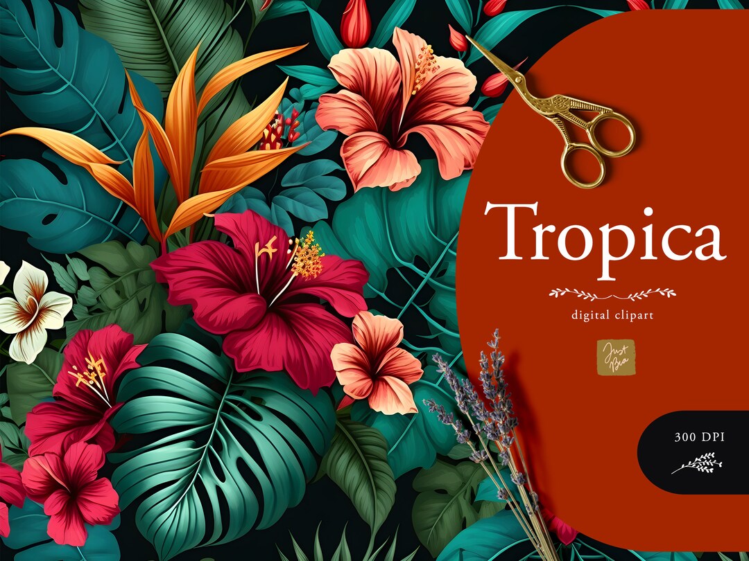 Tropical Flowers Digital Paper, Floral Background, Decoupage Paper Pack ...