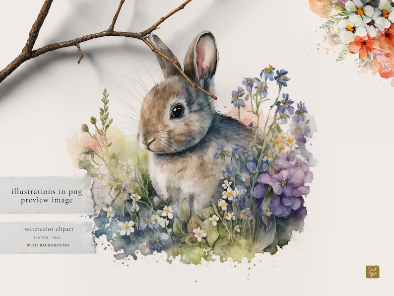 Watercolor Baby Bunny Clipart Watercolor Baby Bunnies - Etsy
