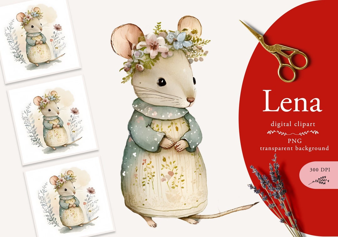 Watercolor Mouse Clipart, Watercolor Cute Mouse, Watercolor Whimsical ...