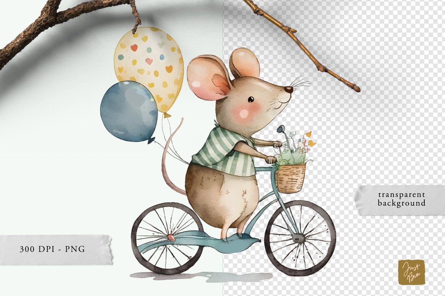 Mouse Clipart, Whimsical Watercolor Mouse Clipart, Watercolor Mouse ...