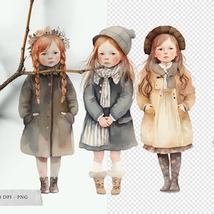 Watercolor Girls Clipart, Watercolor Cute Girls, Watercolor Whimsical ...