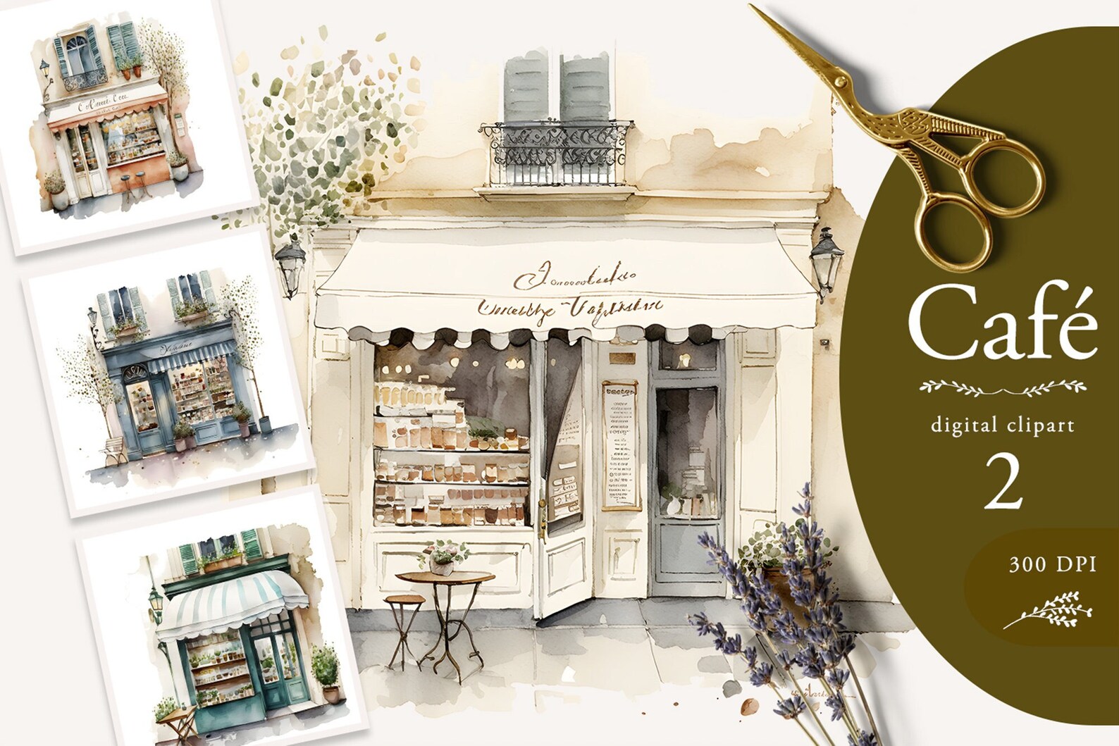 Watercolor Coffee Shop Clipart Bundle, Cozy Shop Clipart, Shops Clipart ...