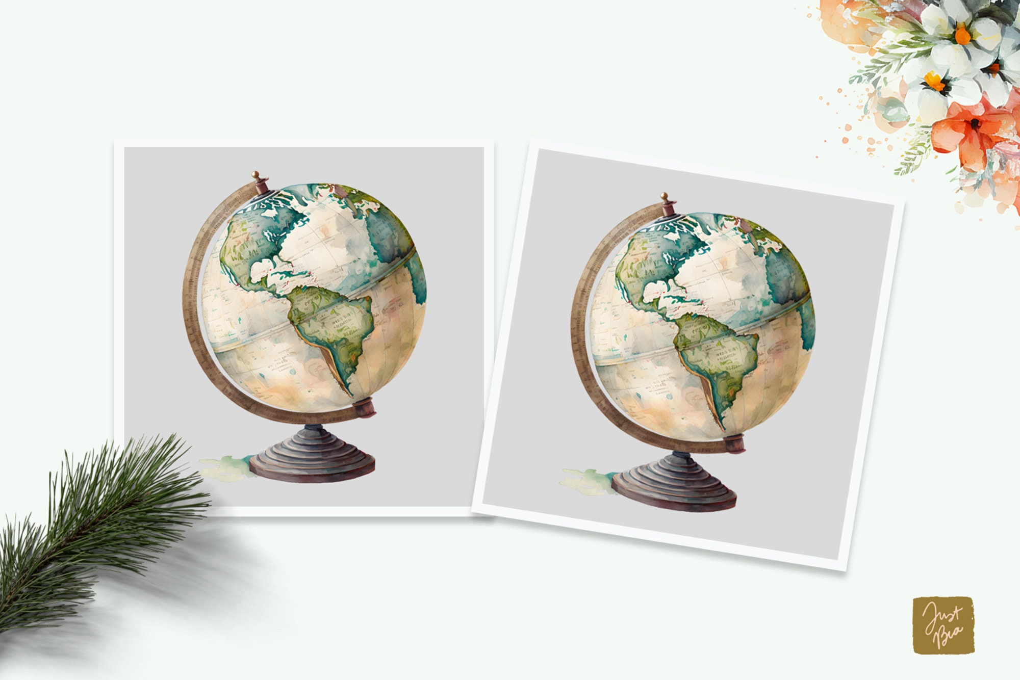 World Globe Map Clipart, World Globe Clipart, Watercolor World Globe ...