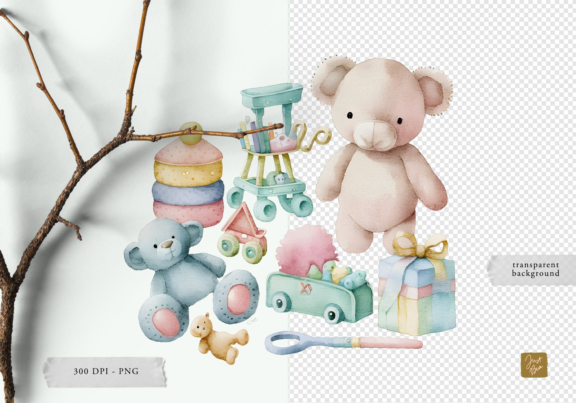 Watercolor Baby Toys Clipart. Baby Shower Clipart. Nursery - Etsy