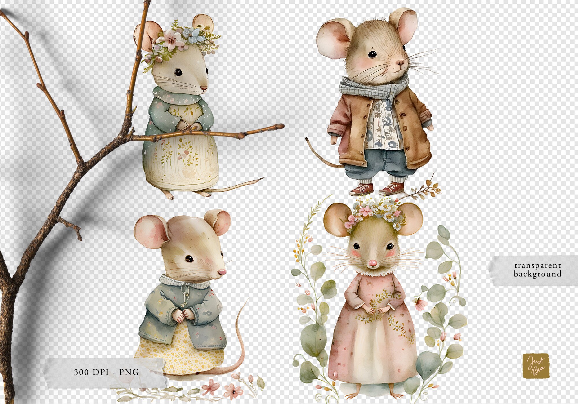Mouse Clipart, Mouse Clipart Bundle, Watercolor Mouse Clipart ...