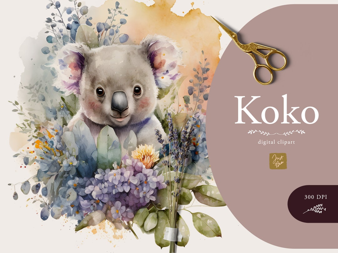 Koala Clipart, Watercolor Koala Clipart, Watercolor Clipart, Whimsical ...