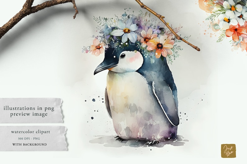 Watercolor Penguin Clipart Watercolor Penguins Whimsical - Etsy