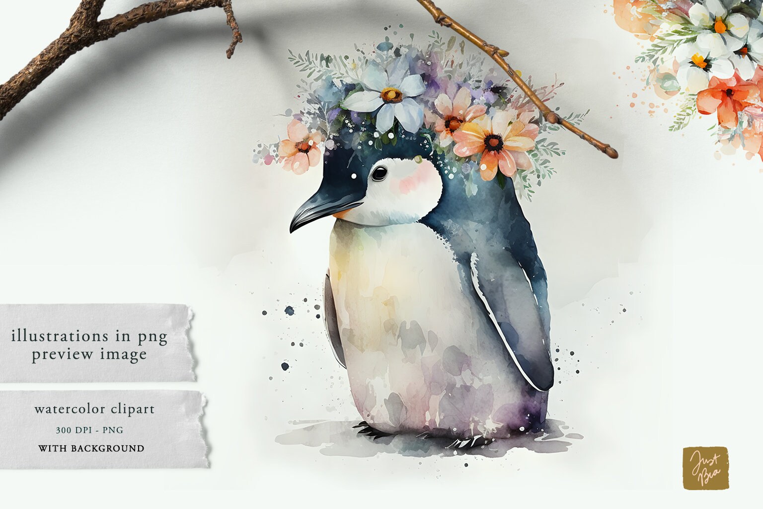 Watercolor Penguin Clipart, Watercolor Penguins, Whimsical Watercolor ...