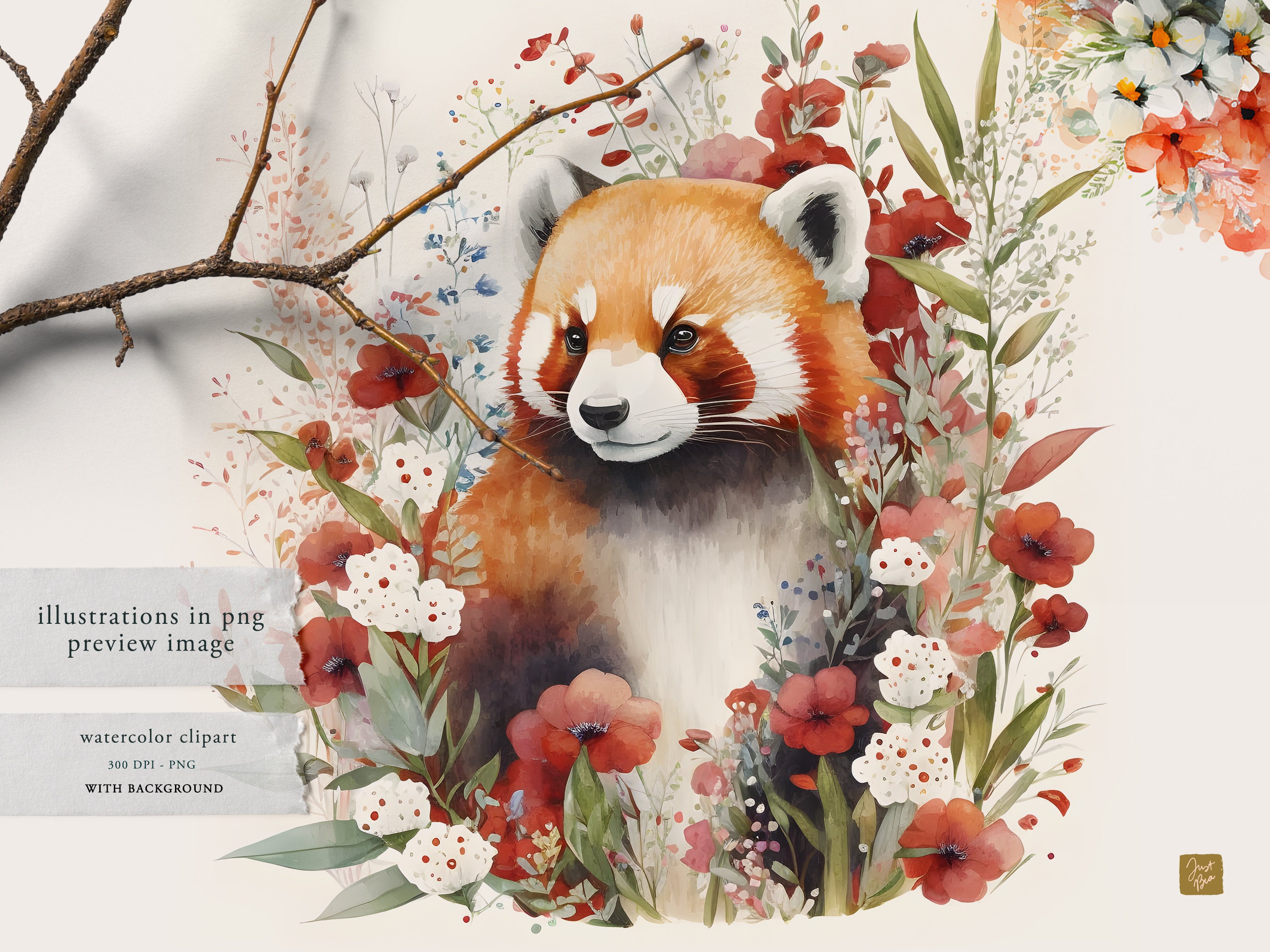 Red Panda Clipart, Watercolor Red Pandas, Whimsical Watercolor Red ...