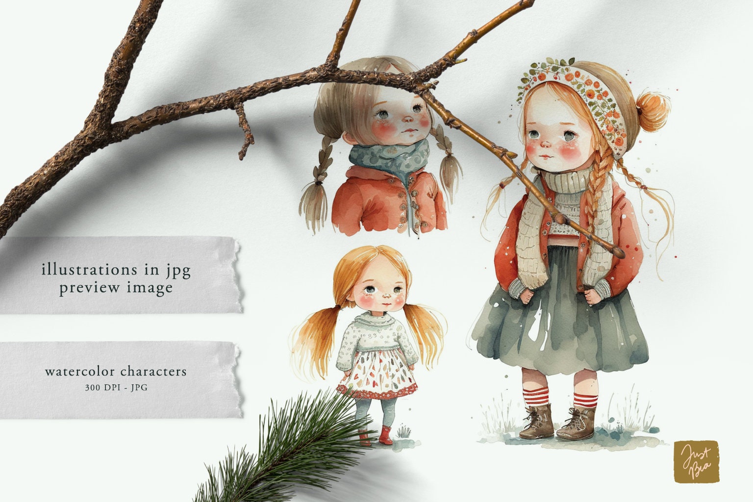 Watercolor Girls Illustration, Watercolor Cute Girls, Watercolor ...