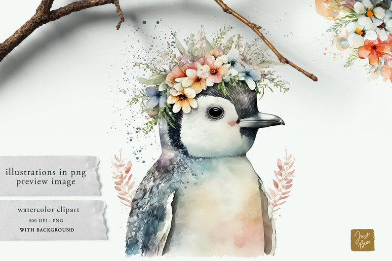 Watercolor Penguin Clipart Watercolor Penguins Whimsical - Etsy