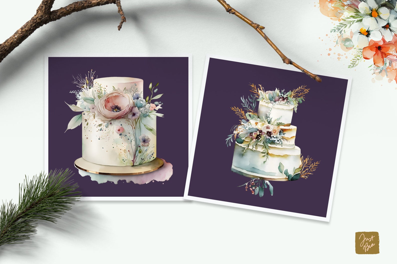 Watercolor Wedding Cake Clipart, Wedding Cake Clipart, Wedding Graphics ...