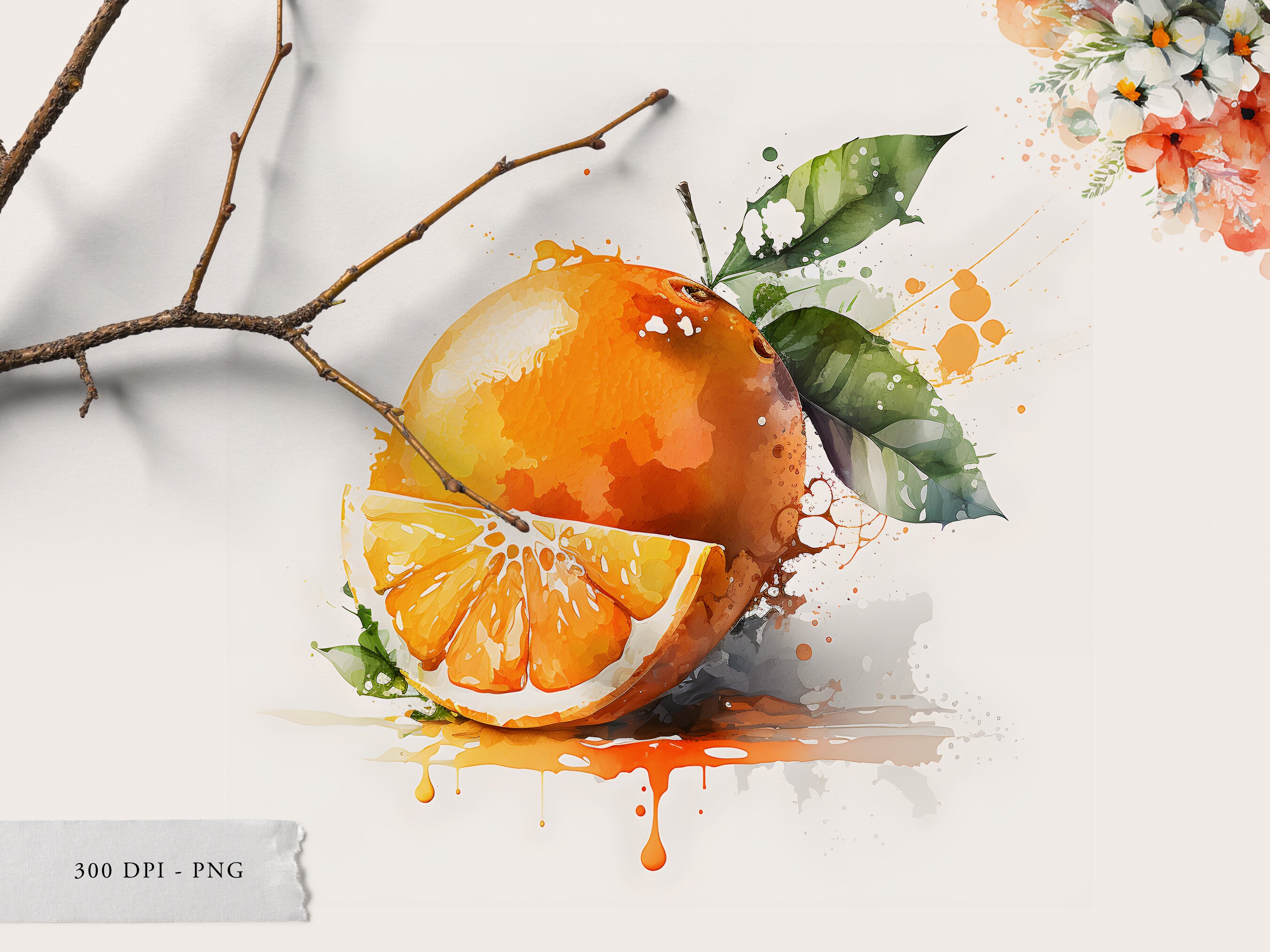 Watercolor Orange Clipart, Orange Clipart, Orange Graphics, Digital ...