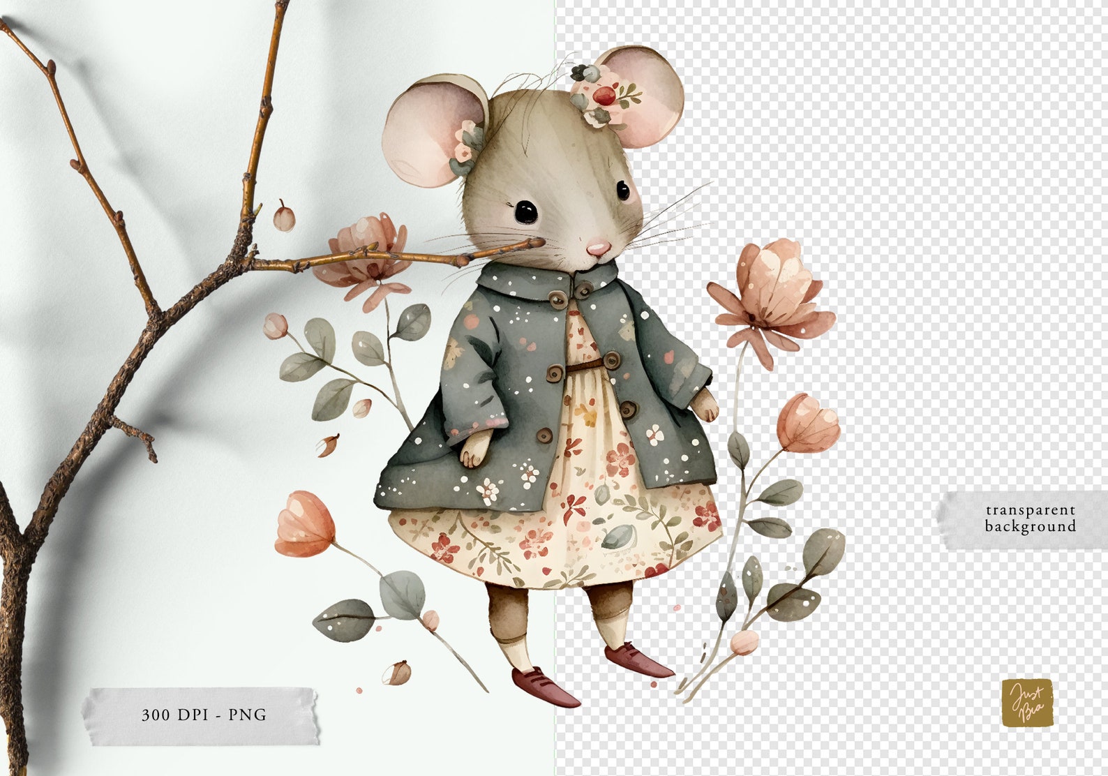 Watercolor Mouse Illustration, Watercolor Cute Mouse, Watercolor ...