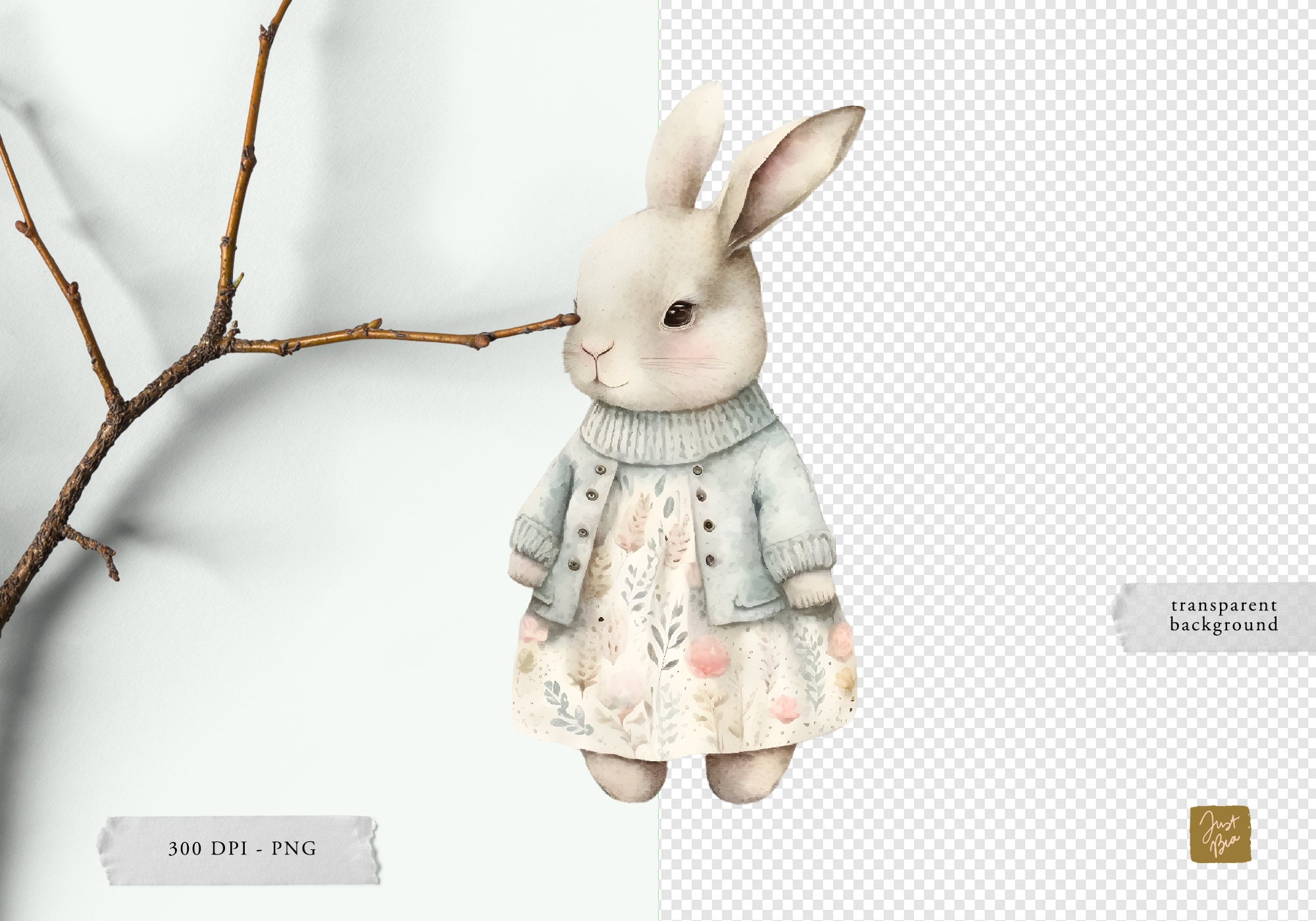 Watercolor Bunny Illustration Watercolor Cute Bunny - Etsy