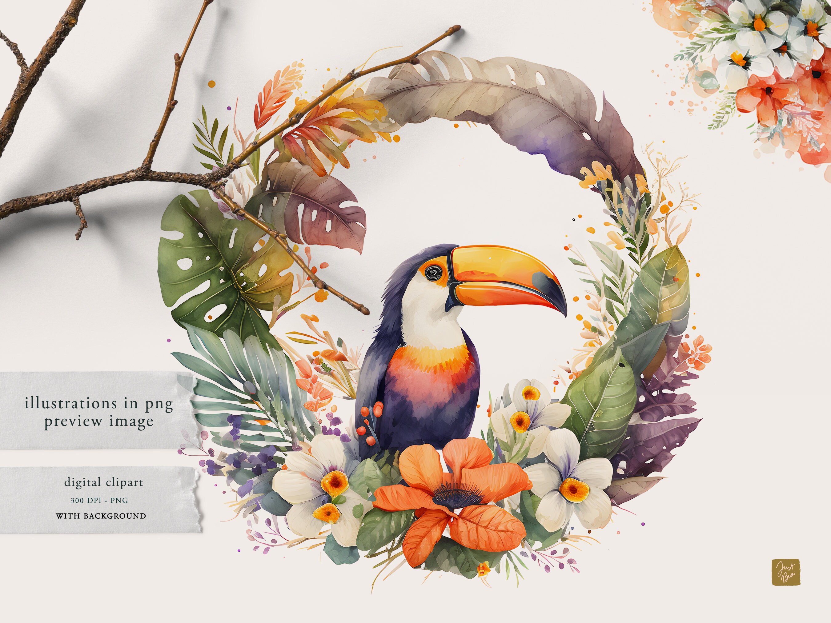 Watercolor Toucan Clipart, Watercolor Toucan, Whimsical Watercolor ...