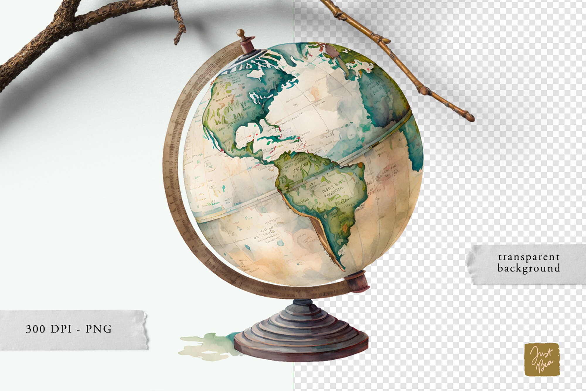 World Globe Map Clipart, World Globe Clipart, Watercolor World Globe ...