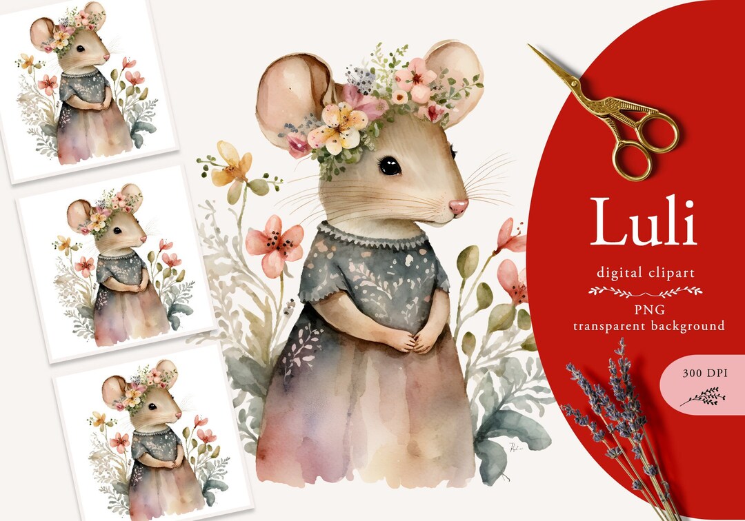 Watercolor Mouse Illustration, Watercolor Cute Mouse, Watercolor ...