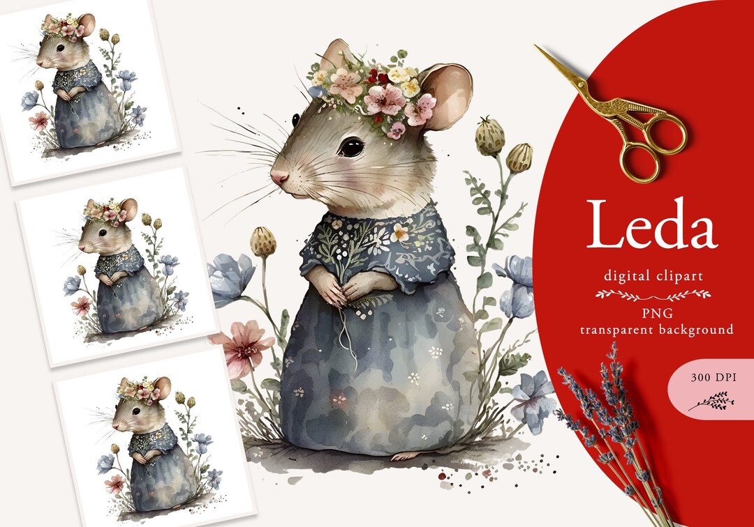 Watercolor Mouse Clipart, Watercolor Cute Mouse, Watercolor Whimsical ...