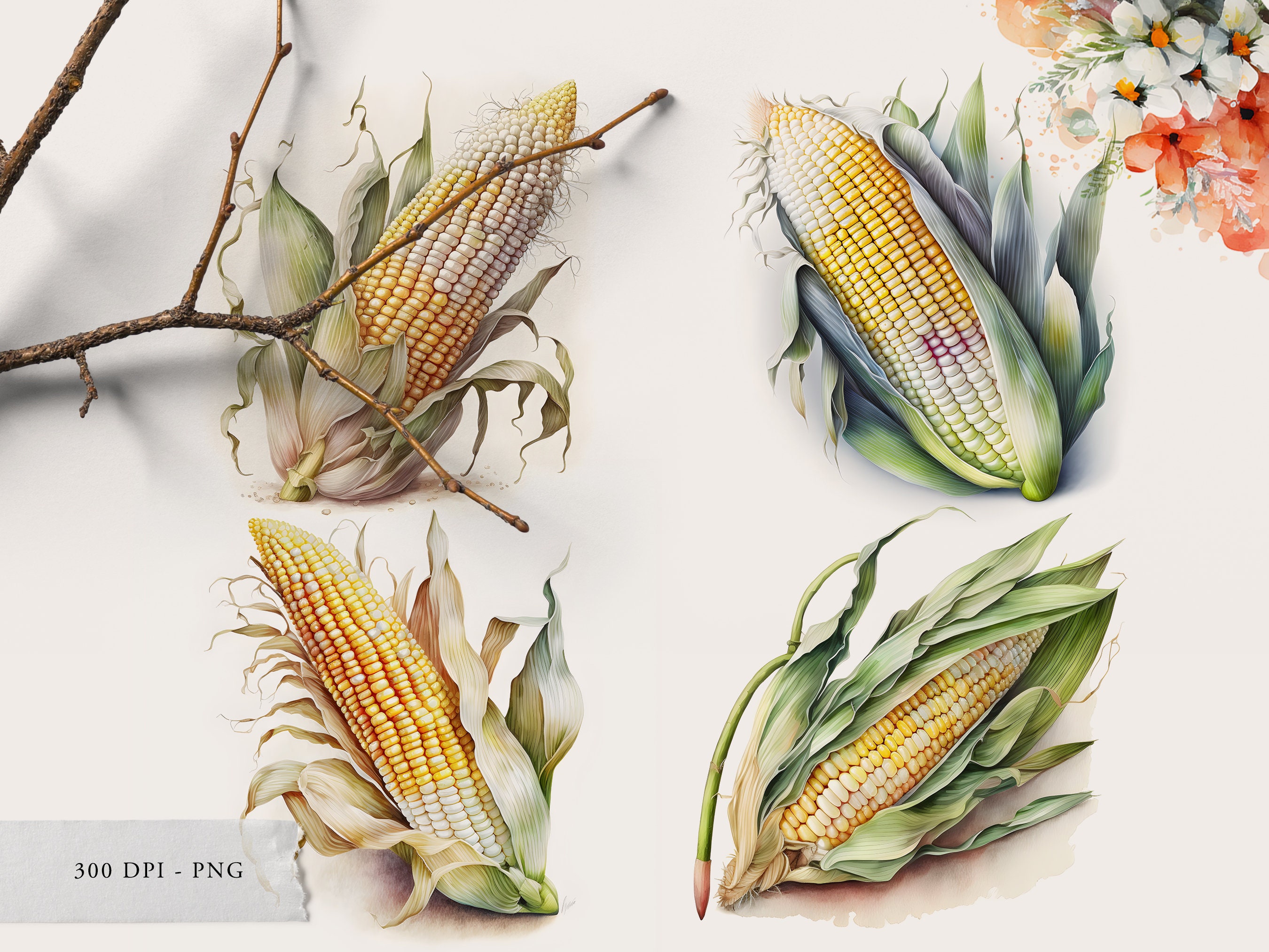 Watercolor Corn Clipart Corn Graphics Digital Download - Etsy