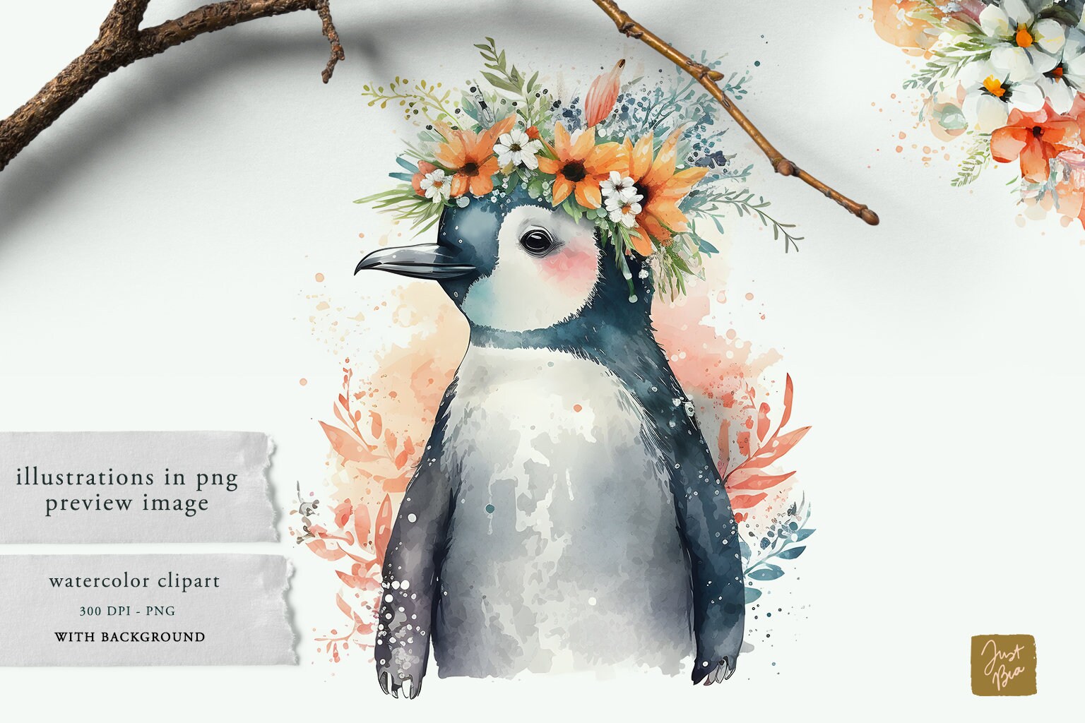 Watercolor Penguin Clipart, Watercolor Penguins, Whimsical Watercolor ...