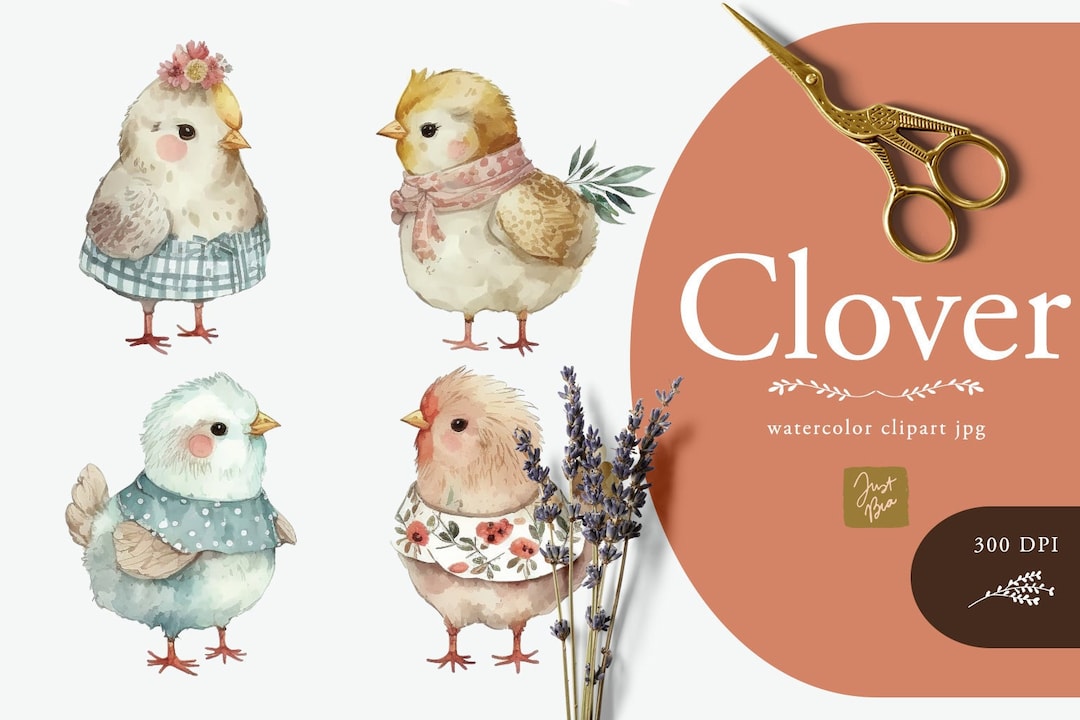 Adorable Mini Set of 4 Watercolor Chicks Illustration, Cute Watercolor ...
