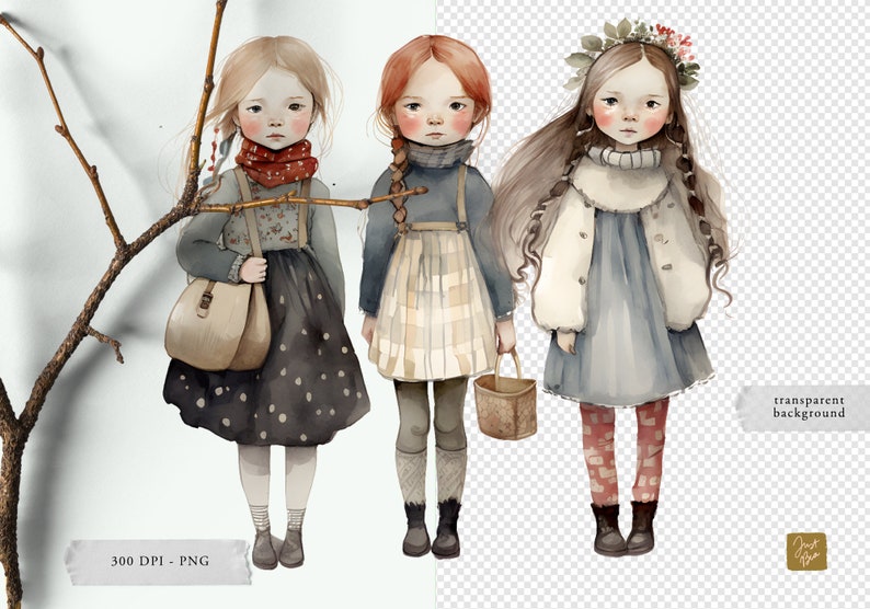 Watercolor Girls Clipart Watercolor Cute Girls Watercolor - Etsy