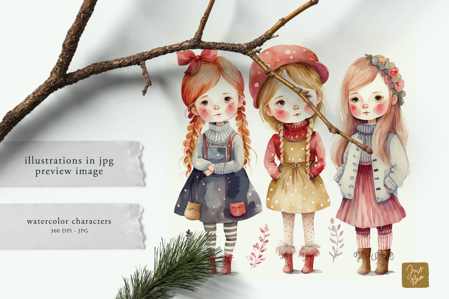Watercolor Girls Illustration, Watercolor Cute Girls, Watercolor ...