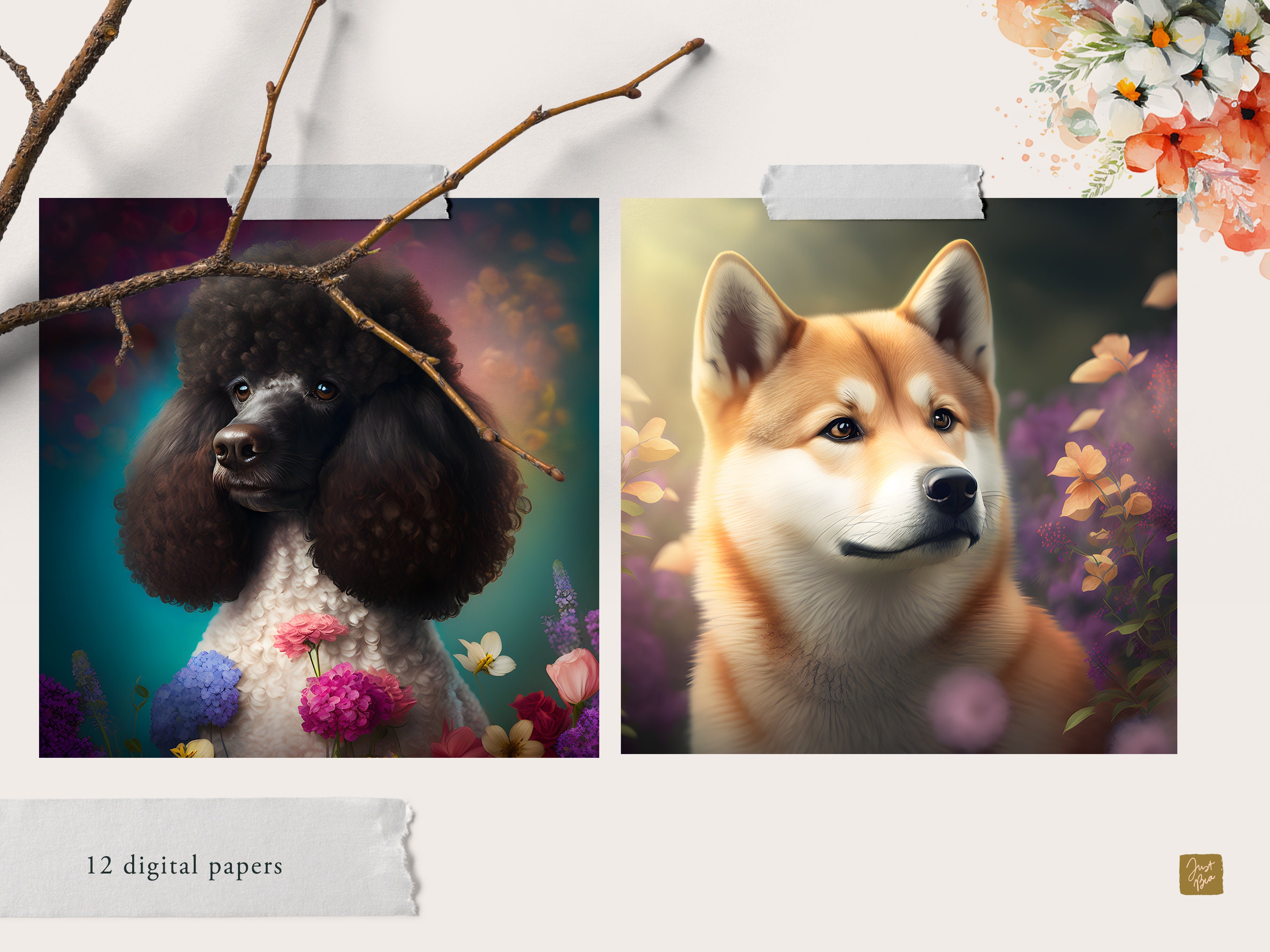 Dog Digital Papers, Cute Dogs, Puppy Dog, Cute Animals Paper Pack, Dog ...