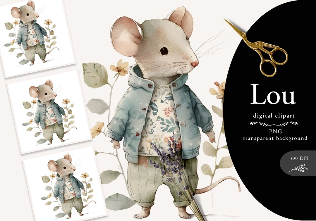 Watercolor Mouse Illustration, Watercolor Cute Mouse, Watercolor ...