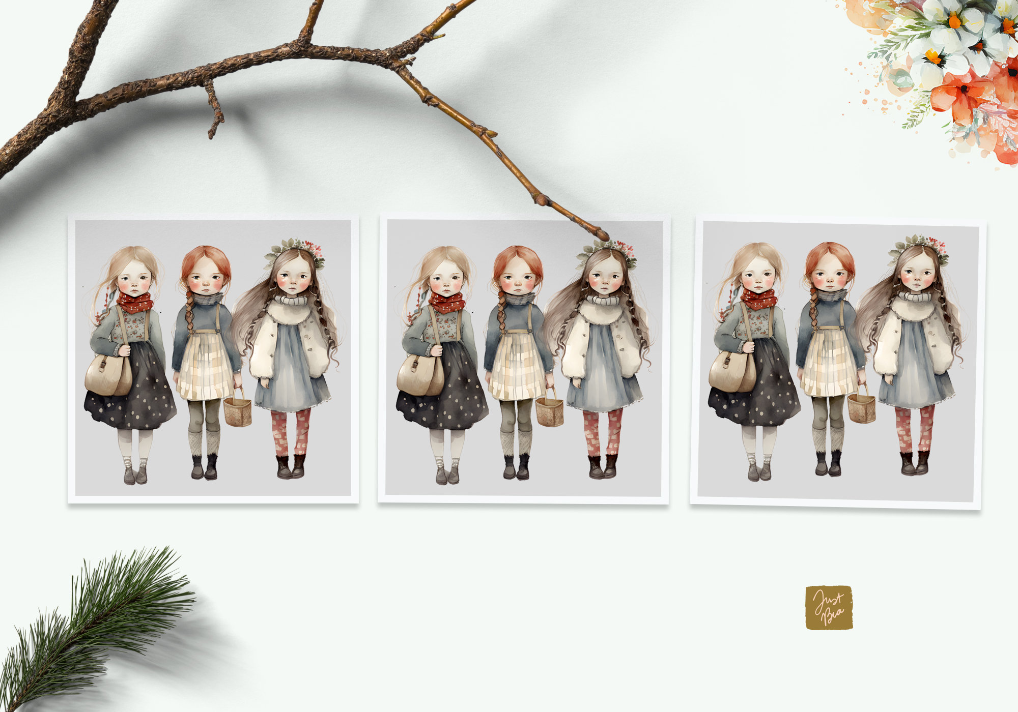 Watercolor Girls Clipart, Watercolor Cute Girls, Watercolor Whimsical ...