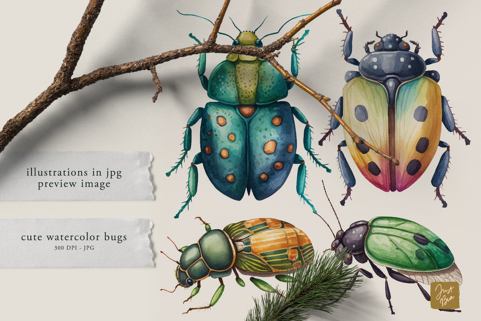 Watercolor Bugs Illustration, Watercolor Cute Bugs, Watercolor ...