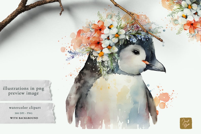 Watercolor Penguin Clipart Watercolor Penguins Whimsical - Etsy