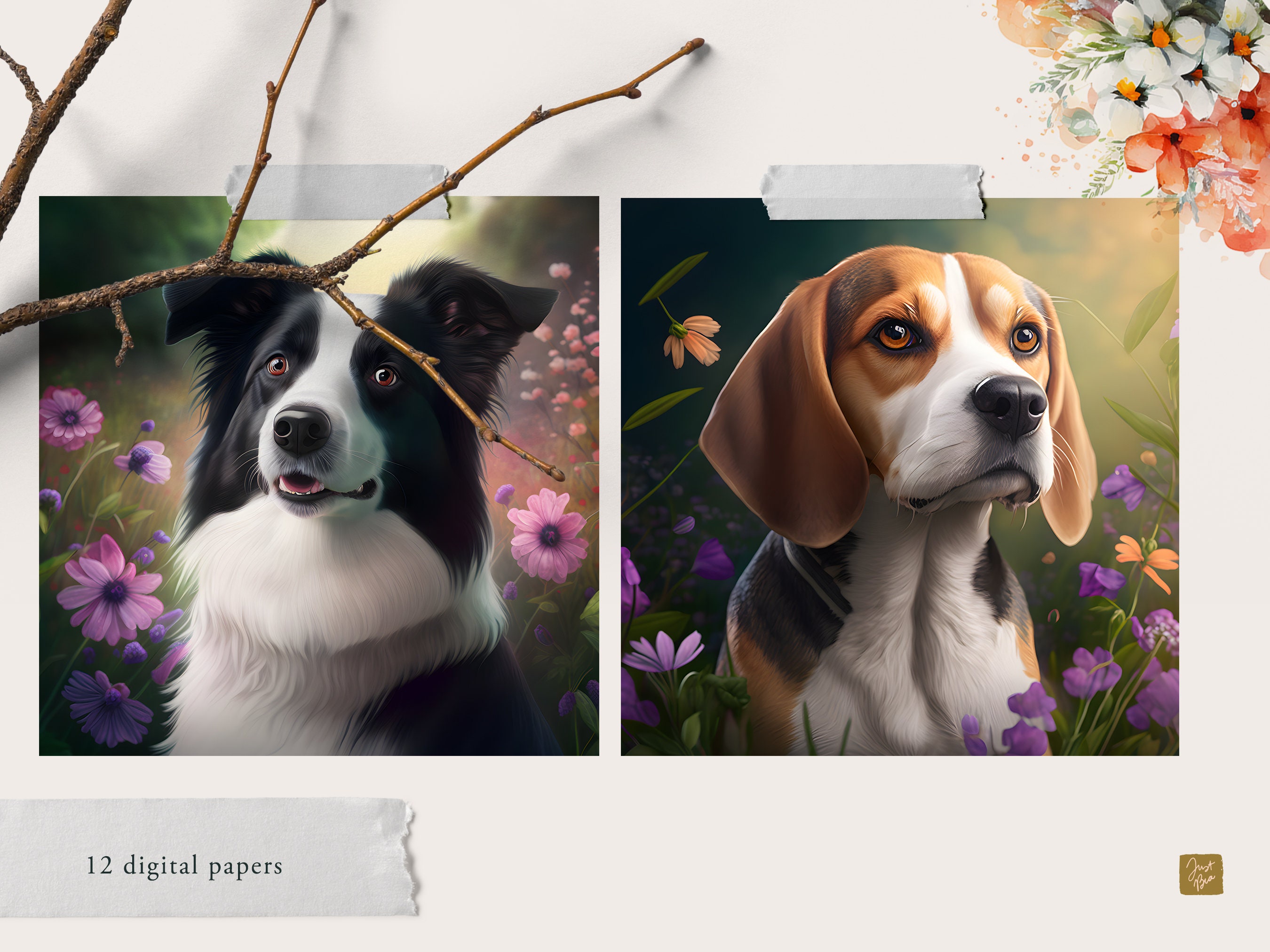 Dog Digital Papers, Cute Dogs, Puppy Dog, Cute Animals Paper Pack, Dog ...