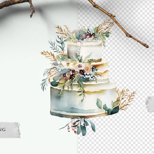 Watercolor Wedding Cake Clipart, Wedding Cake Clipart, Wedding Graphics ...