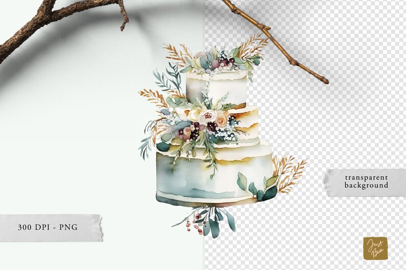 Watercolor Wedding Cake Clipart, Wedding Cake Clipart, Wedding Graphics ...