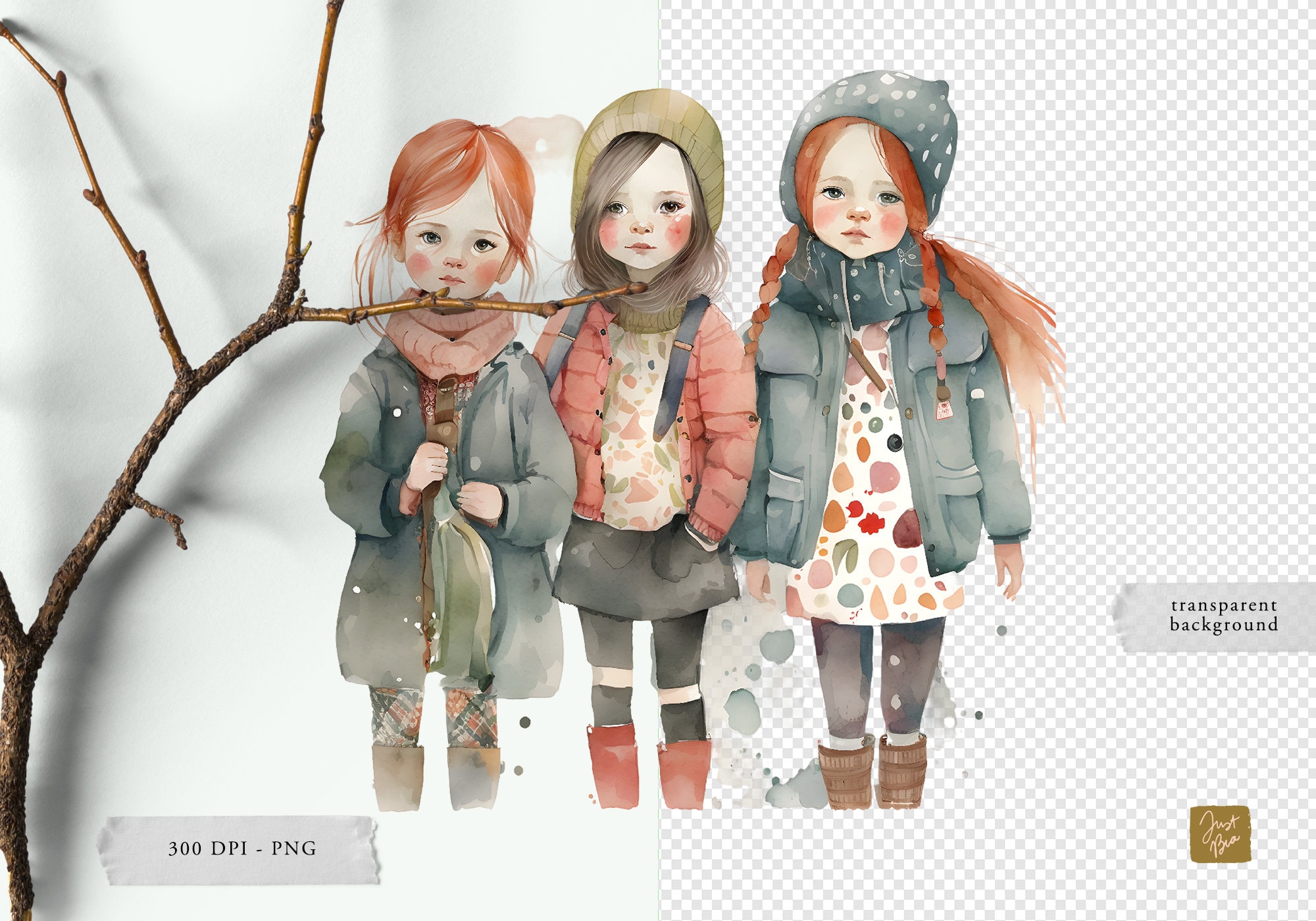 Watercolor Girls Clipart, Watercolor Cute Girls, Watercolor Whimsical ...