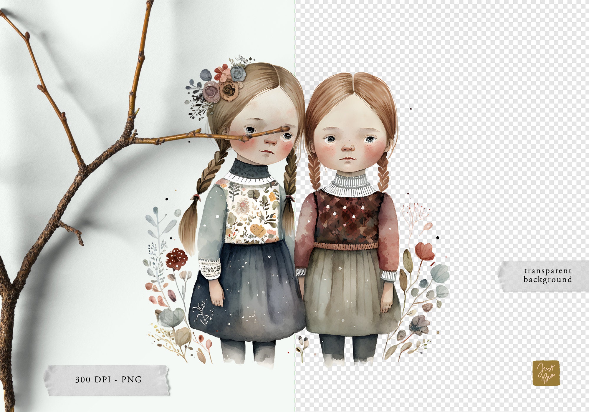 Watercolor Girls Clipart, Watercolor Cute Girls, Watercolor Whimsical ...