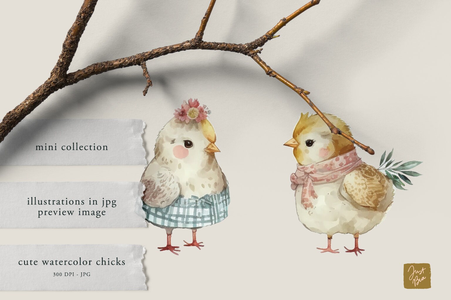 Adorable Mini Set of 4 Watercolor Chicks Illustration, Cute Watercolor ...