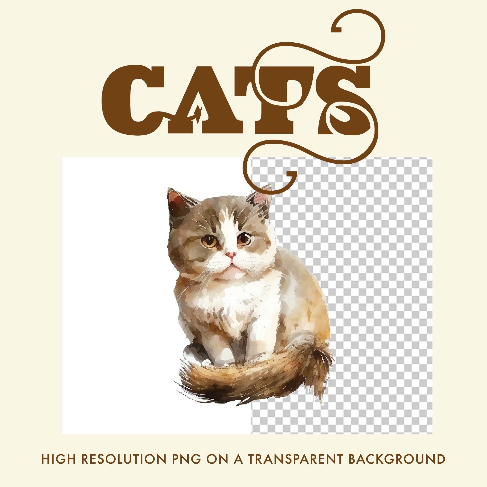 Cute Watercolor Cats Clipart Set: Cats Clip Art Instant - Etsy