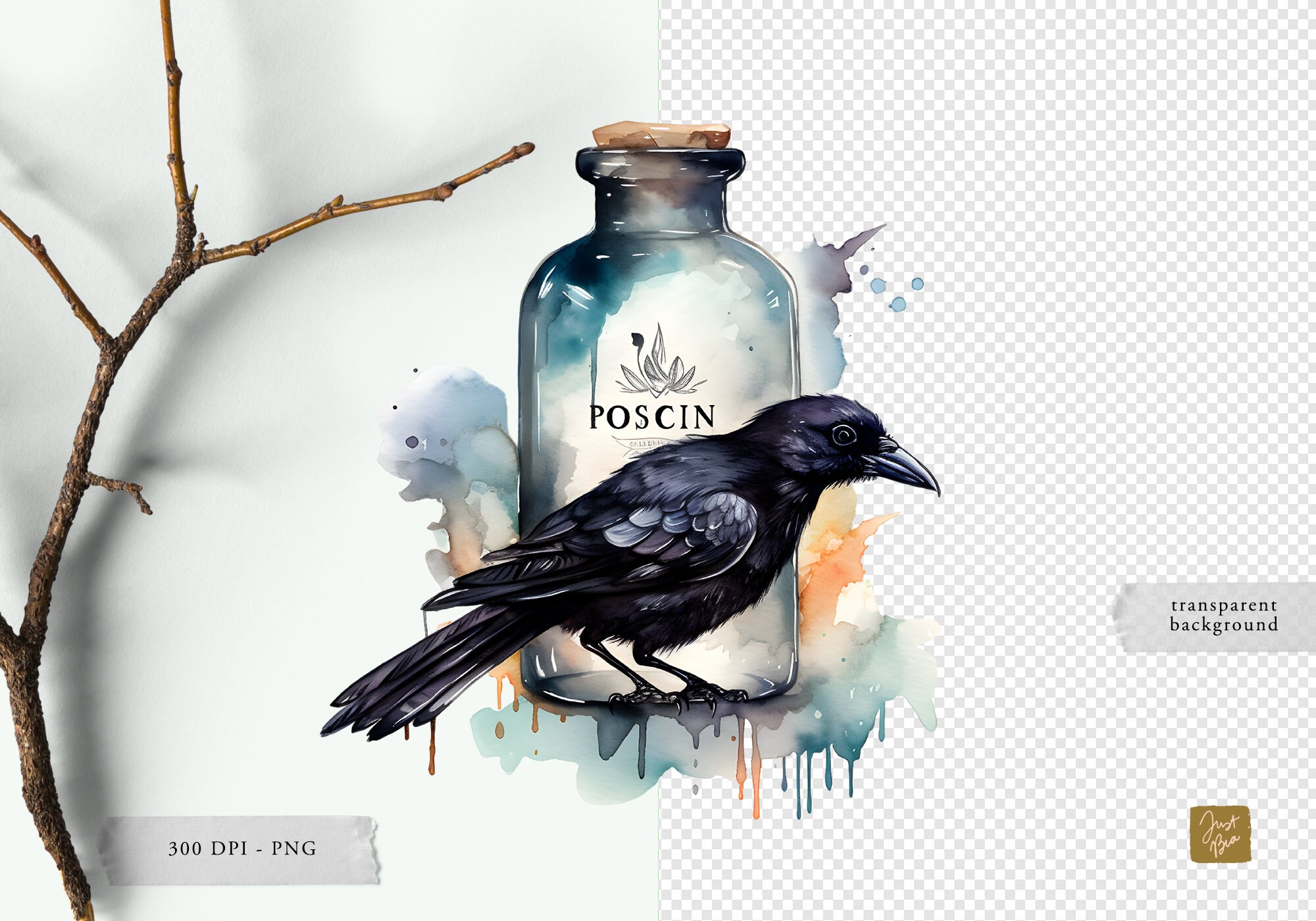 Watercolor Halloween Potion Clipart, Halloween Poison Bottle Clipart ...