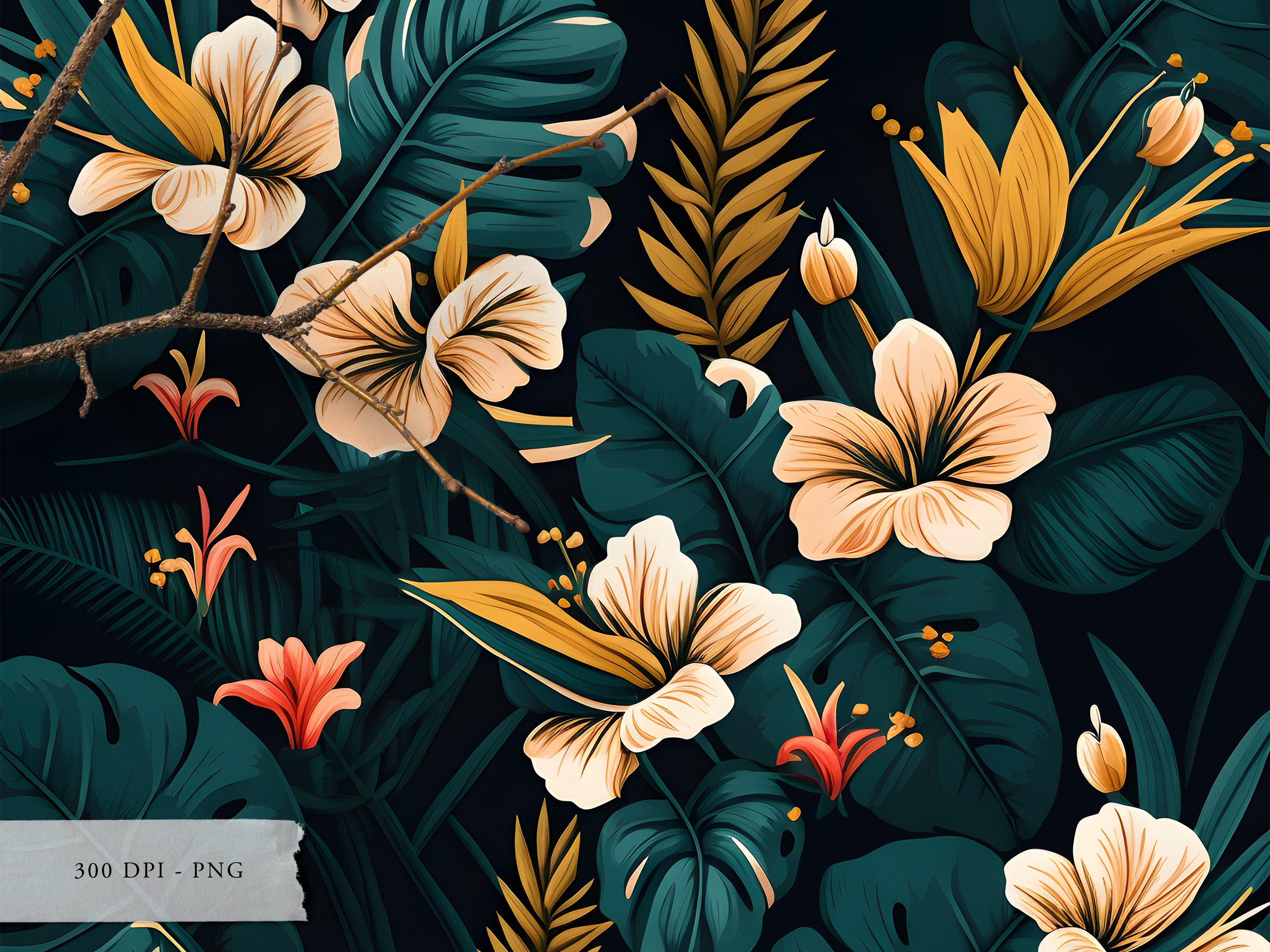 Tropical Flowers Digital Paper Floral Background Decoupage - Etsy