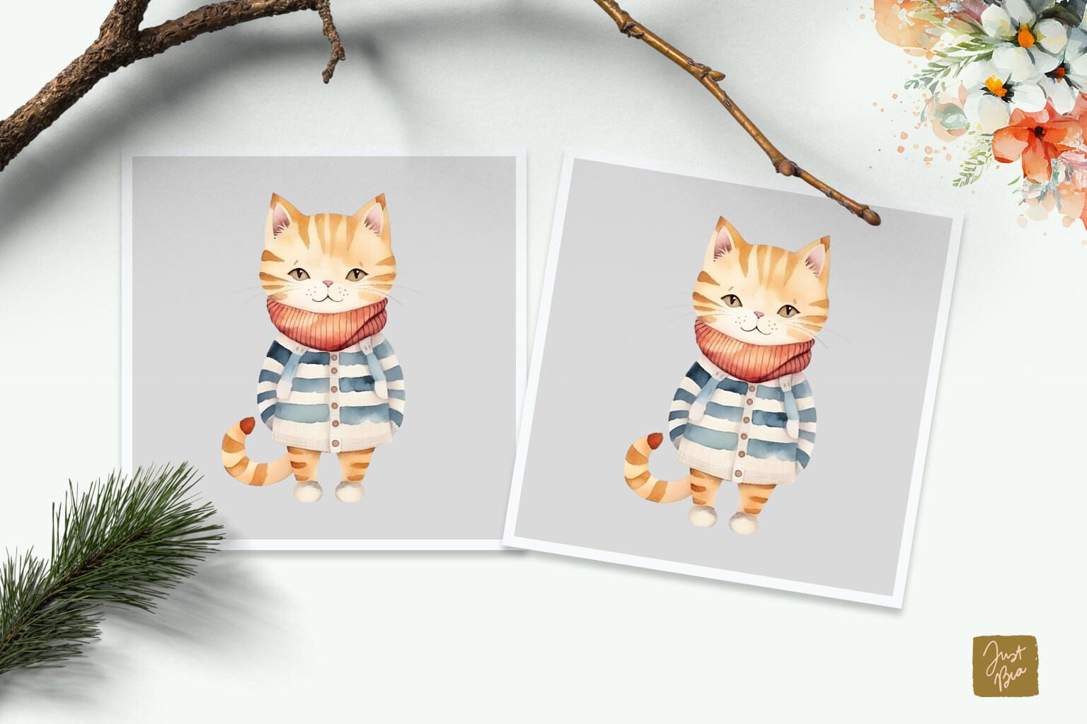 Cat Clipart, Watercolor Cat Clipart, Whimsical Cat Clipart, Whimsical ...