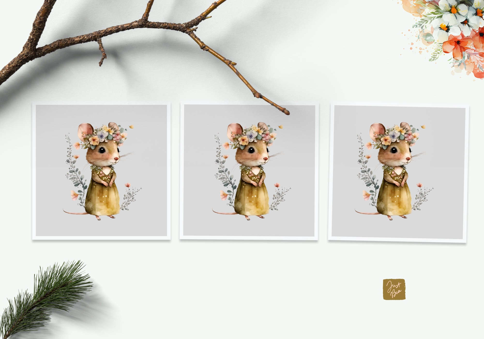 Watercolor Mouse Clipart, Watercolor Cute Mouse, Watercolor Whimsical ...