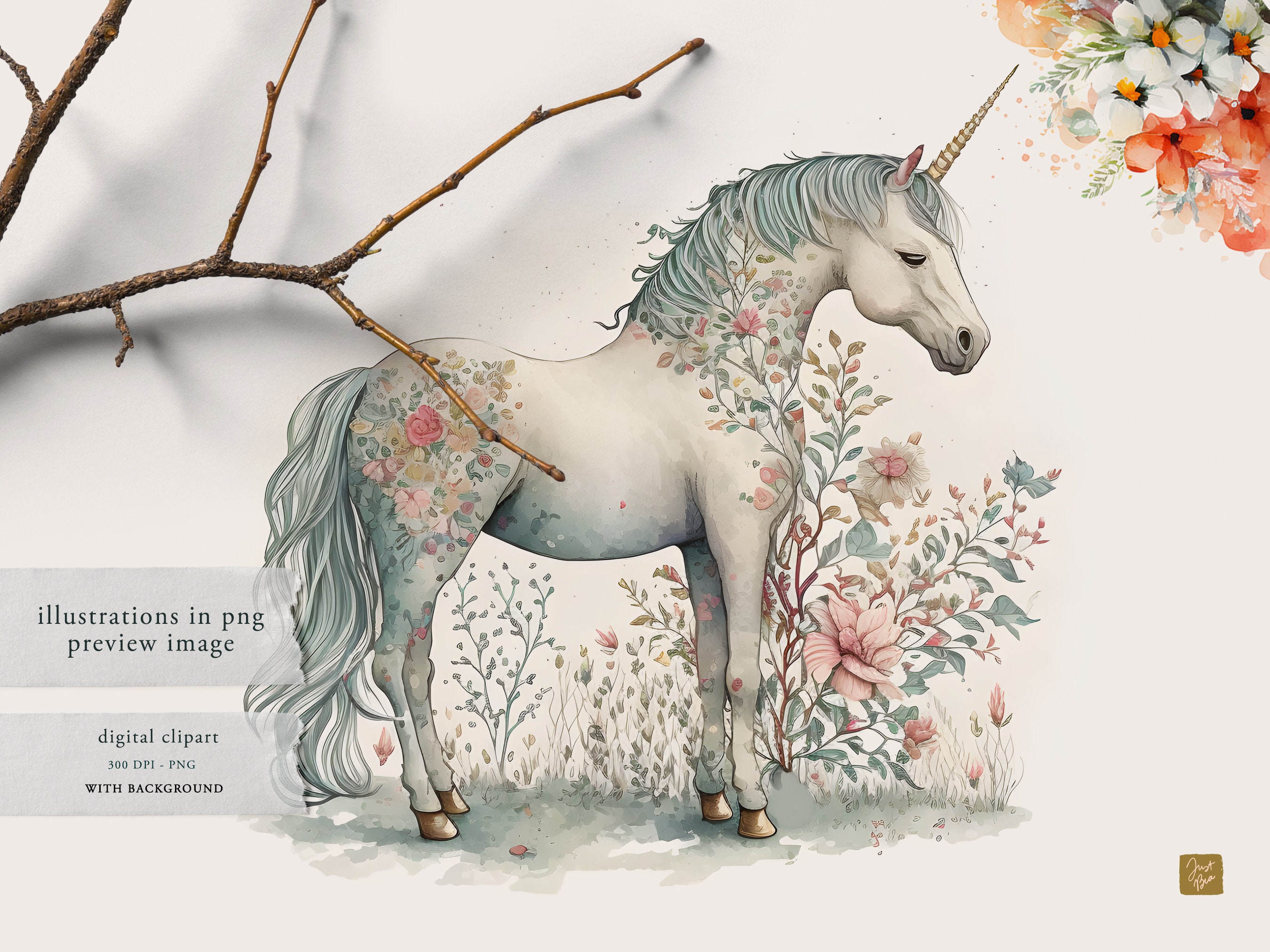 Watercolor Unicorn Clipart, Unicorn Clipart, Unicorn Illustration ...