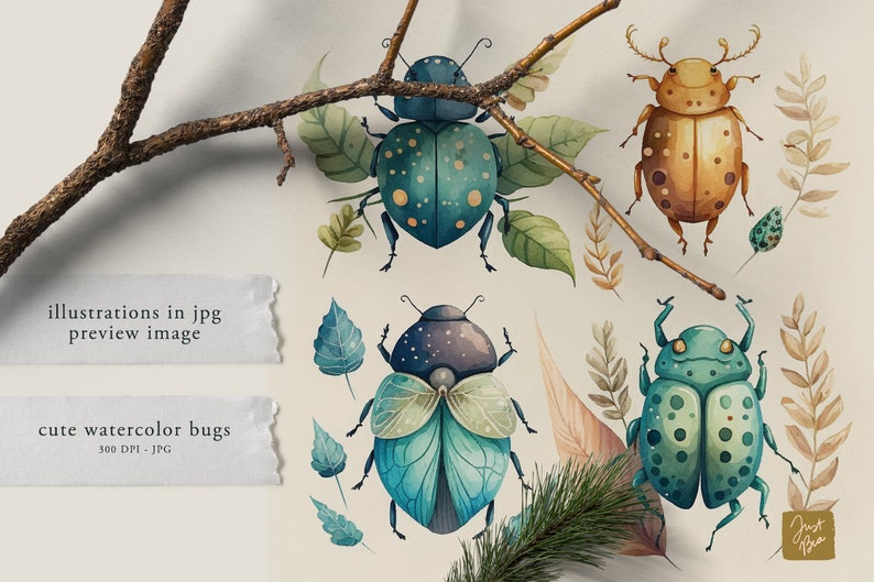 Watercolor Bugs Illustration, Watercolor Cute Bugs, Watercolor ...