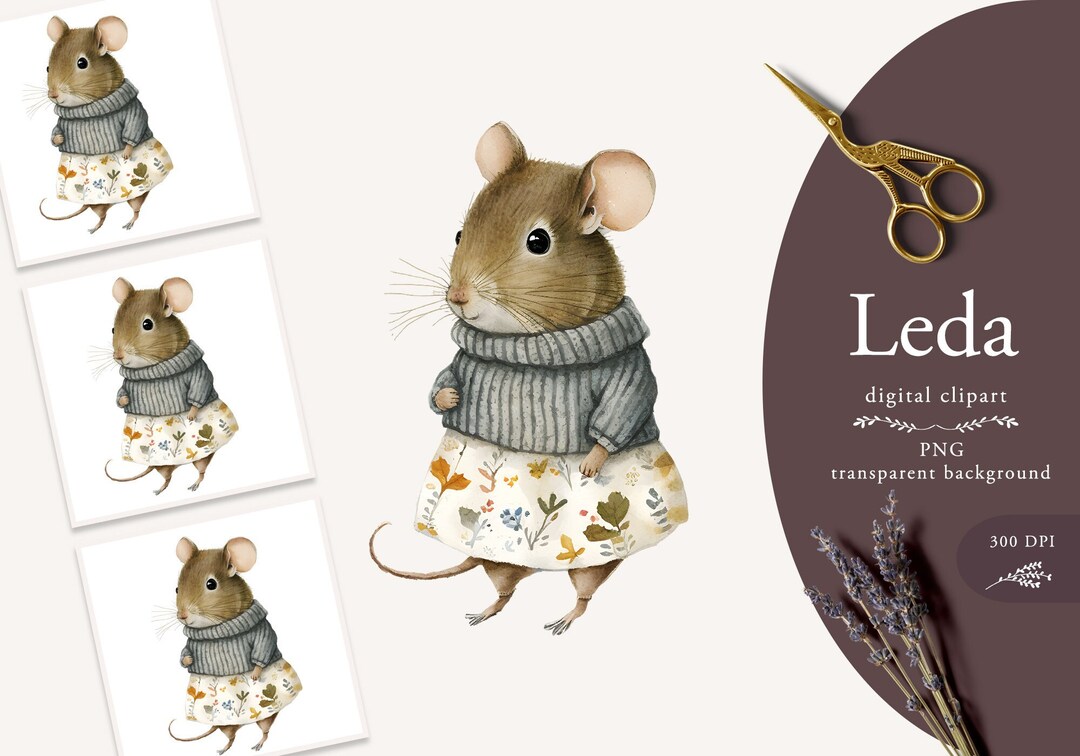 Watercolor Mouse Clipart, Watercolor Cute Mouse, Watercolor Whimsical ...