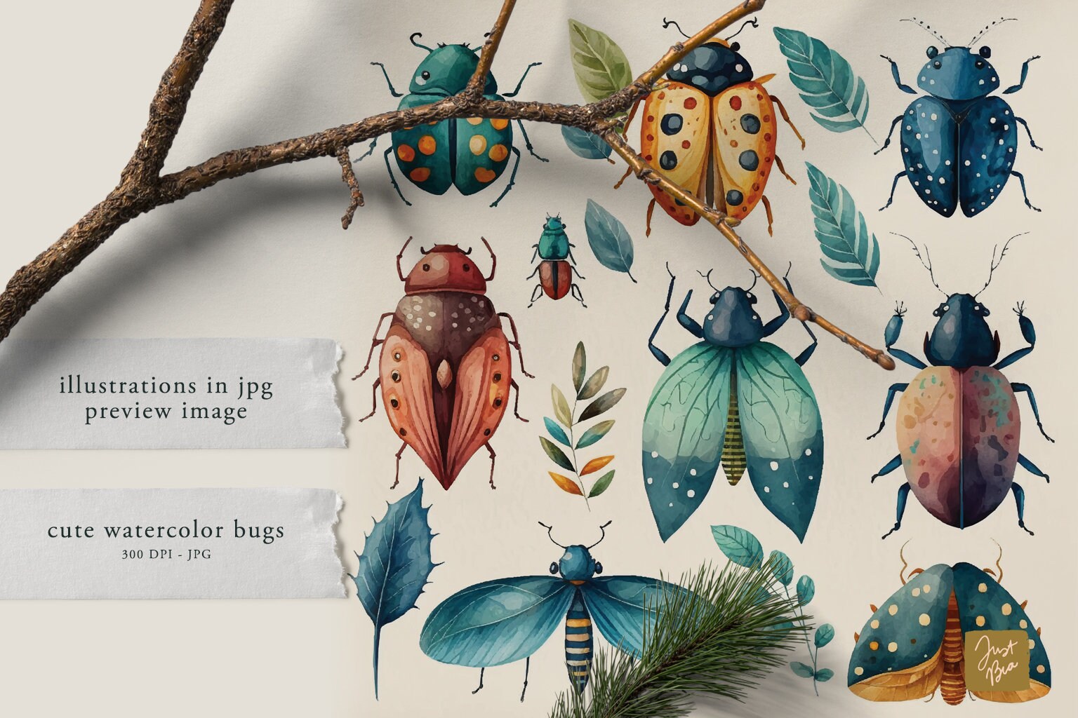 Watercolor Bugs Illustration, Watercolor Cute Bugs, Watercolor ...